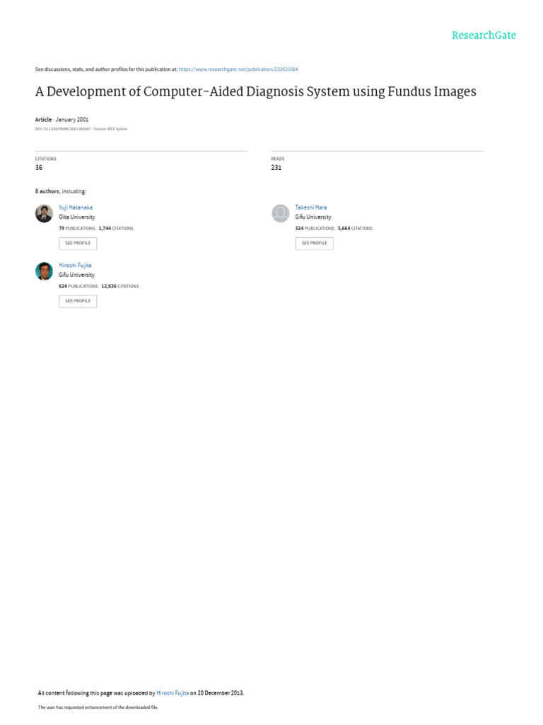 2001 - A Development of Computer-Aided Diagnosis System Using Fundus Images | PDF | Retina ...