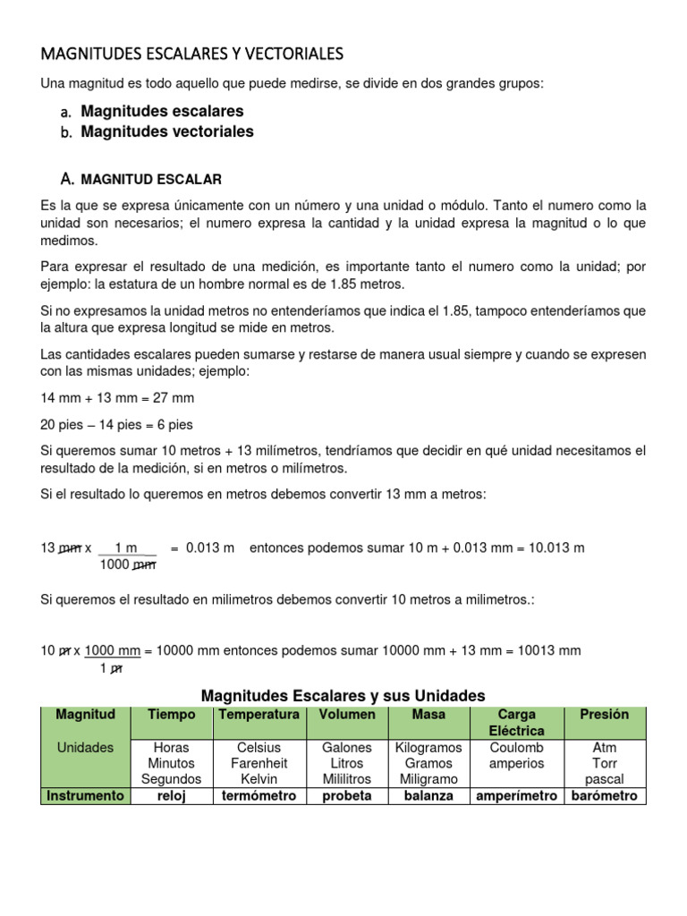 Magnitudes Escalares y Vectoriales-1 | PDF | Vector Euclidiano ...