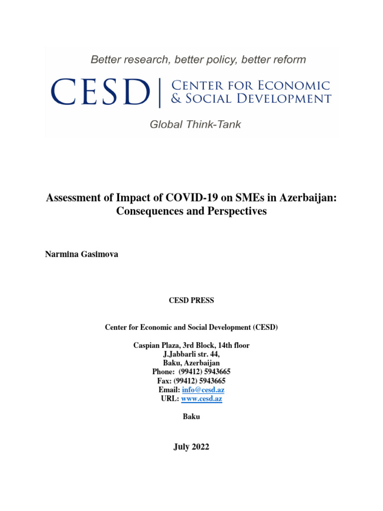 CESD Paper About COVID-19 in Azerbaijan | PDF | Small And Medium Sized Enterprises | Economies