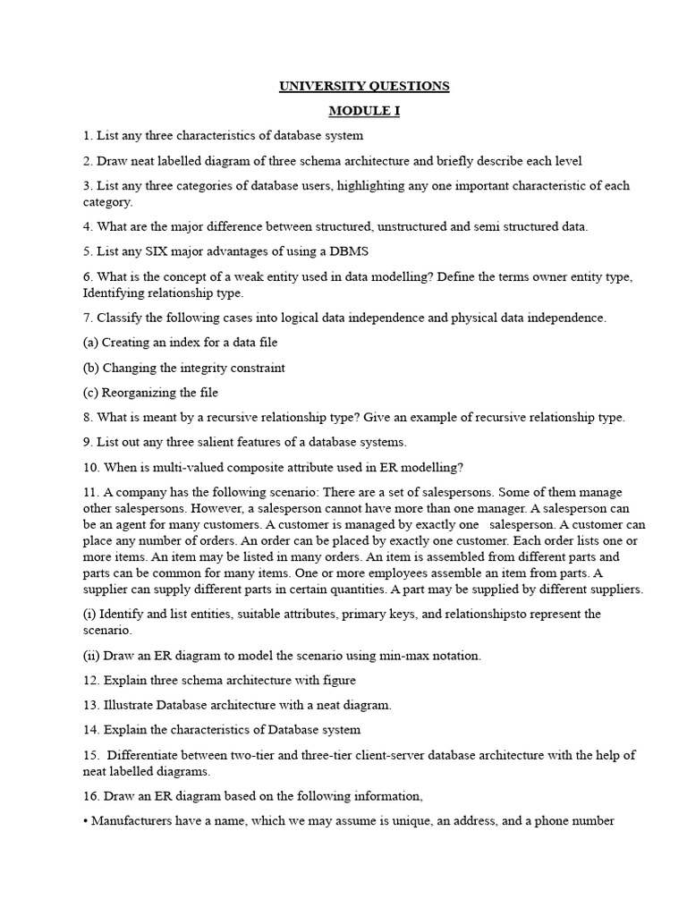 DBMS UNIVERSITY QUESTIONS | PDF | Relational Model | Relational Database