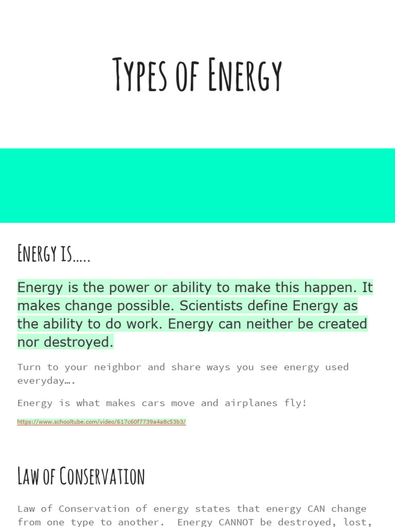 Types of Energy | PDF | Chemistry | Electron