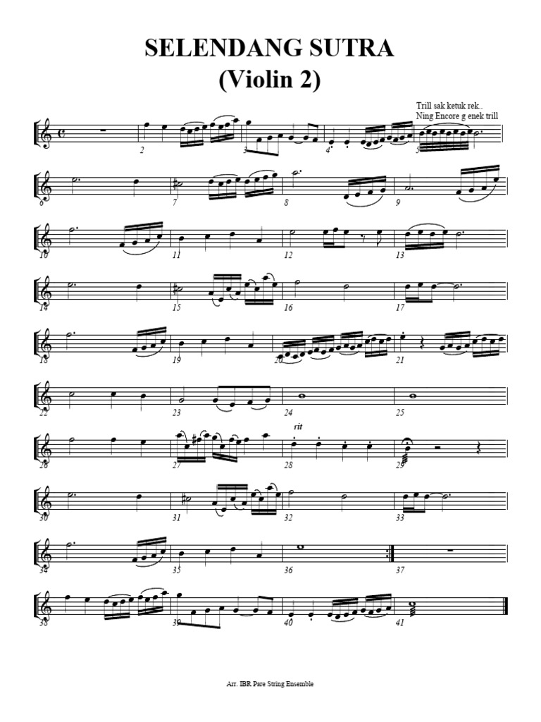 SELENDANG SUTRA - Violin 2 | PDF
