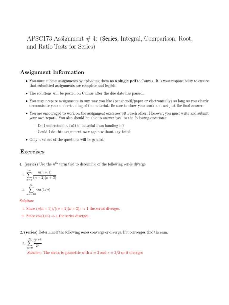 APSC173_assignment4_solutions | PDF | Mathematical Concepts | Mathematical Objects
