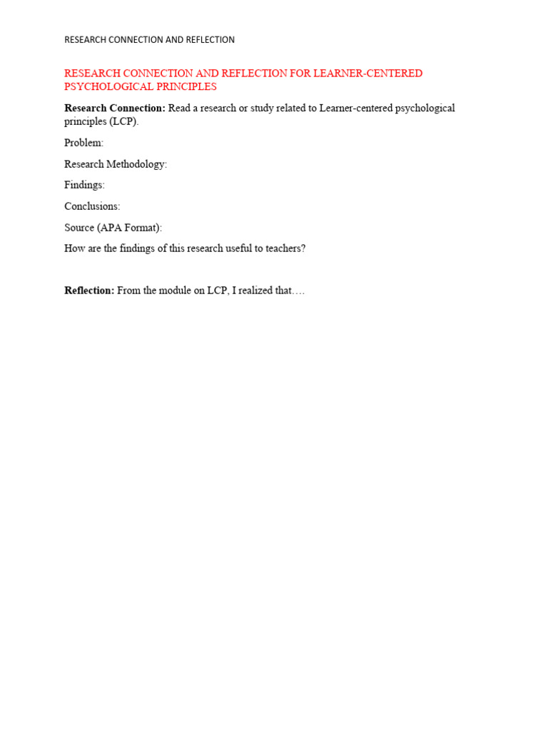 Research Connection and Reflection Modular | PDF | Developmental ...