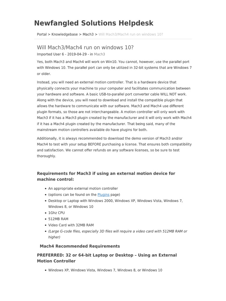 Will Mach3 Mach4 Run On Windows 10 | PDF