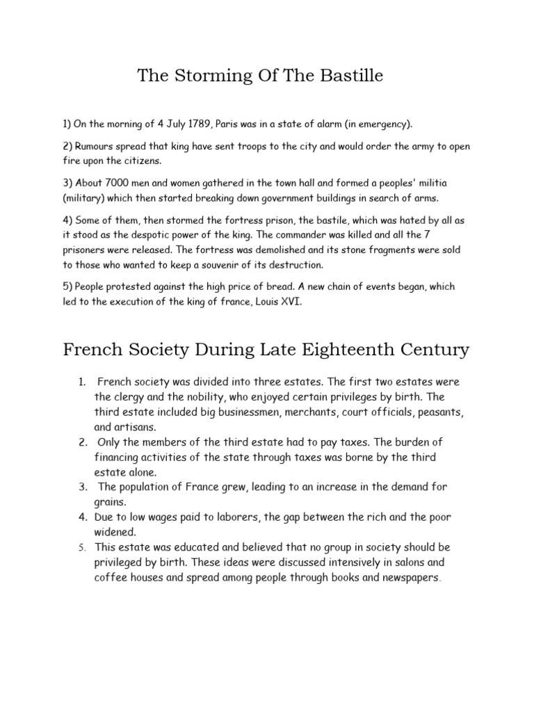 The French Revolution Notes | PDF | French Revolution | Reign Of Terror