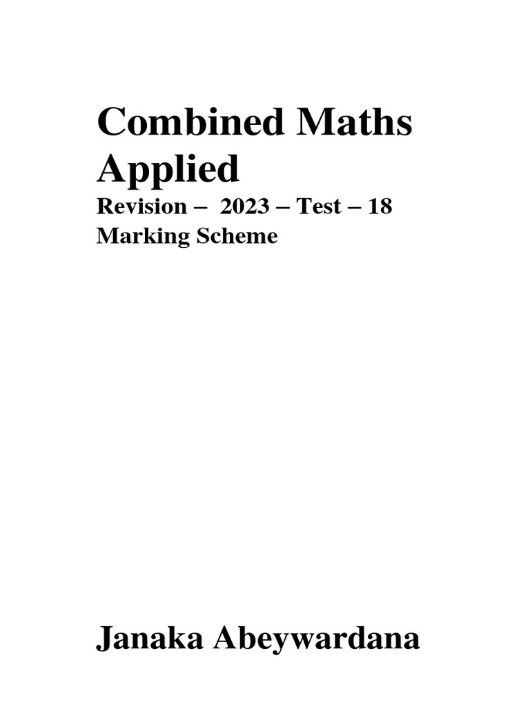 2023 Revision Test 18 Marking Scheme | PDF | Mathematics | Science