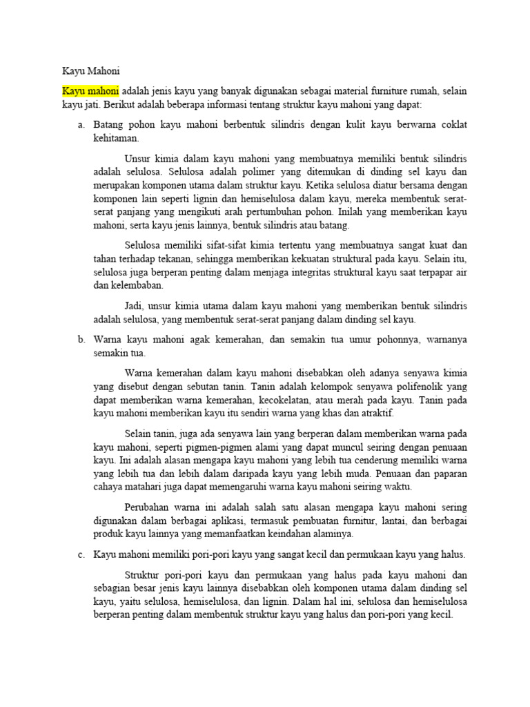Ketahanan dan Warna Kayu Mahoni | PDF | Griya & Taman | Teknologi ...