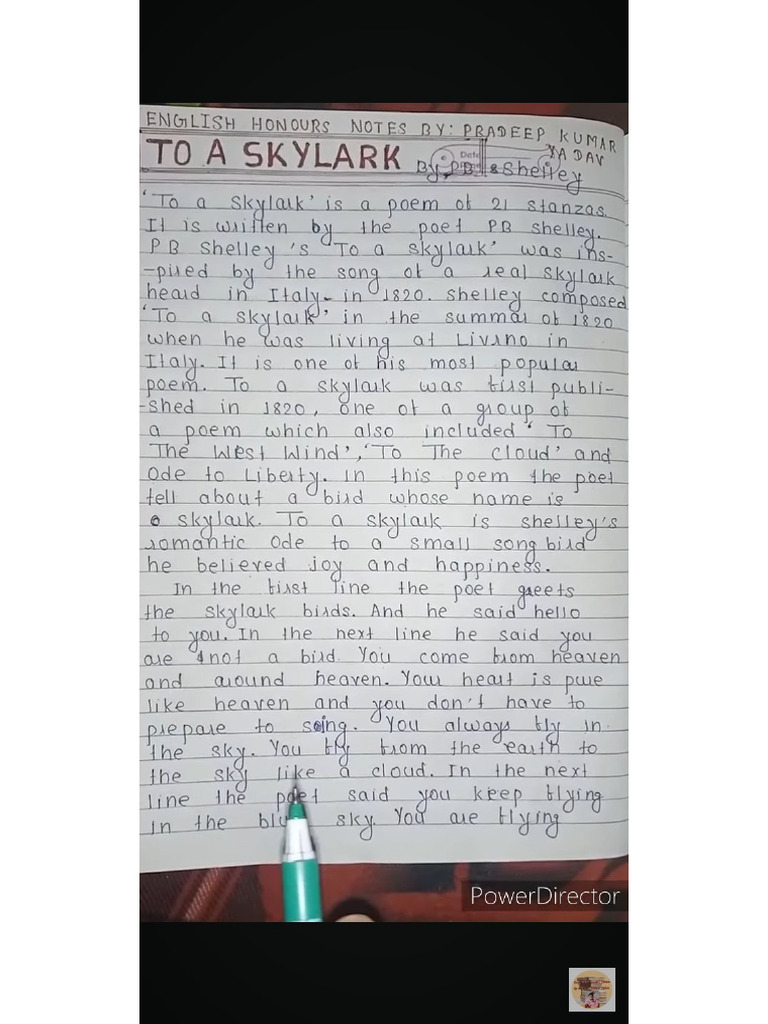 To A Skylark by Badal and Shubham | PDF