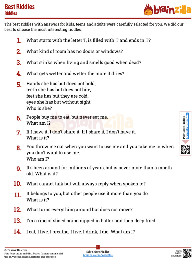 Riddles for All Ages | PDF