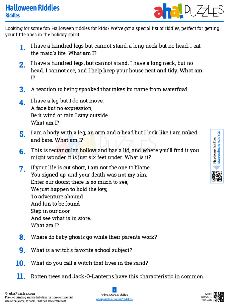 Halloween Riddles for Kids | PDF