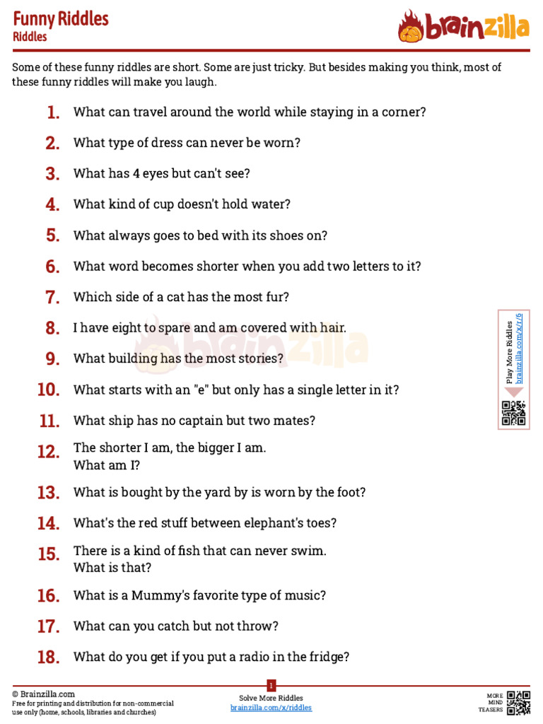 Funny Riddles Author Brainzilla | PDF | Young Adult