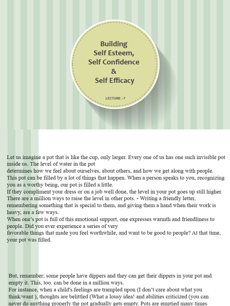 Faiza 1241 19700 6 Faiza 1241 19700 1 Lecture 7 - Building Self Esteem and Confidence | PDF ...