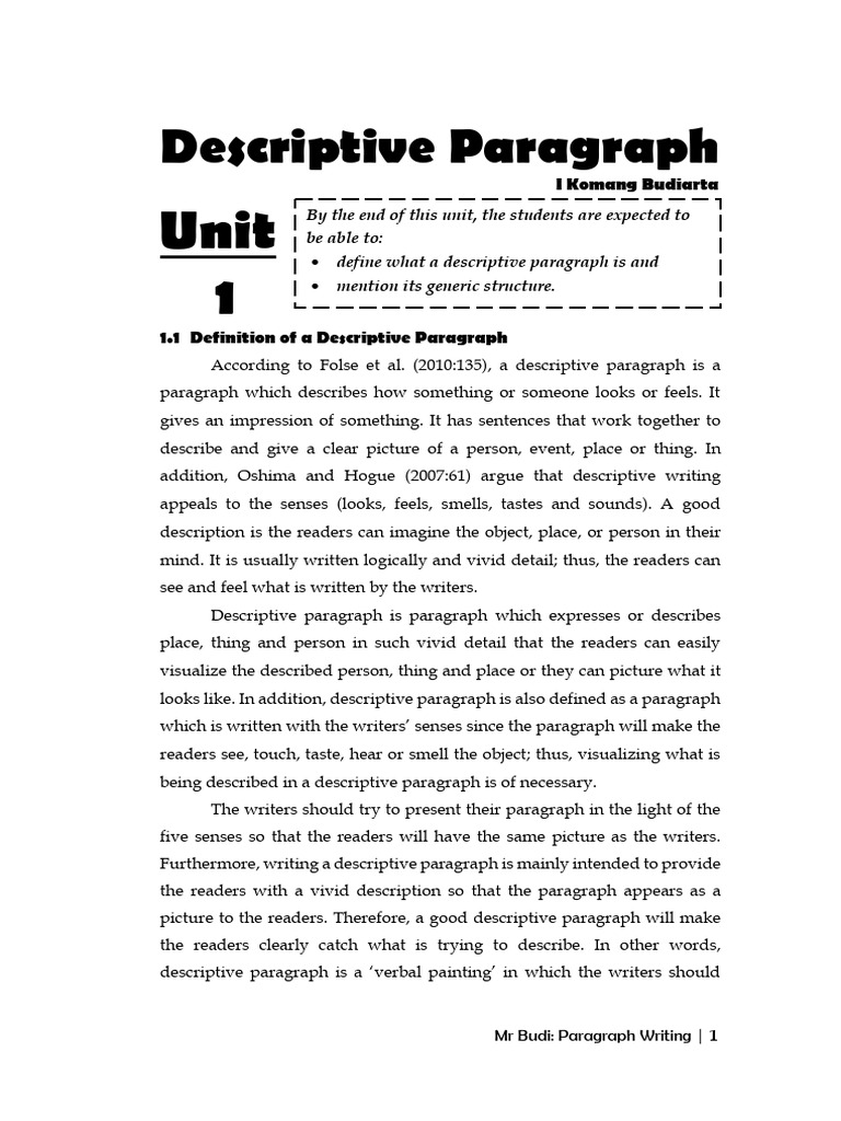 5 Descriptive Paragraph | PDF | Senses | Paragraph
