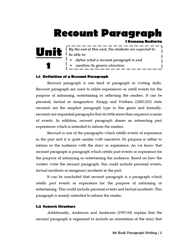6 Recount Paragraph | PDF | Experience