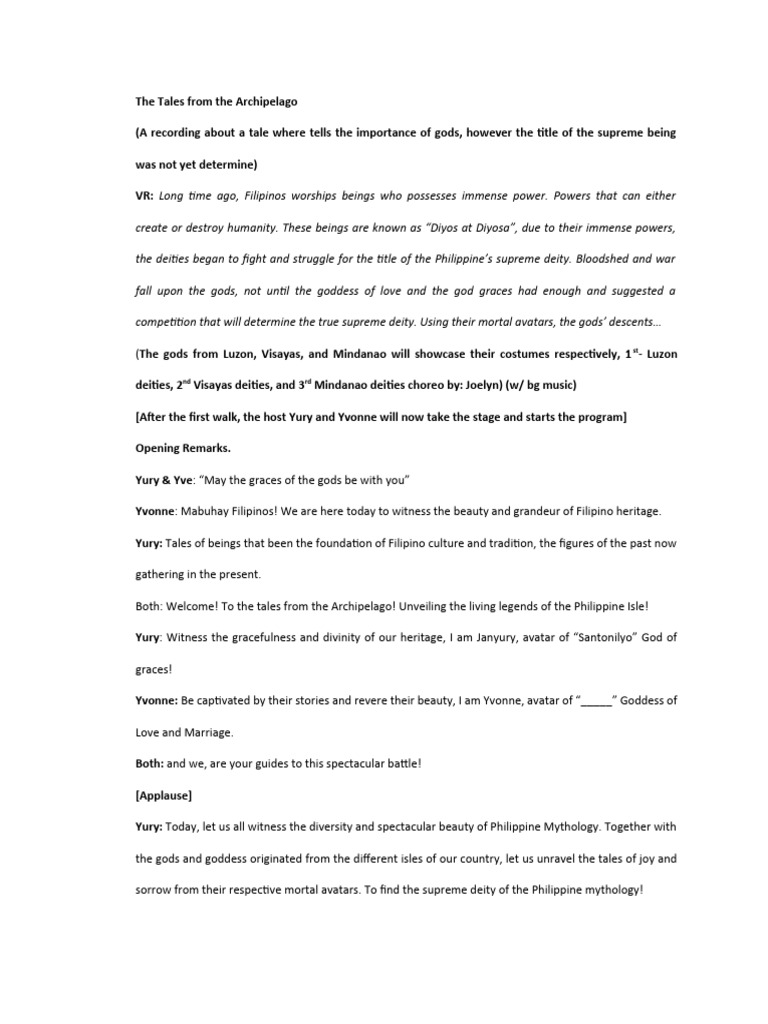 Final - Myth and Folklore - Script - Phil Myth Figures | Download Free PDF | Deities | Goddess