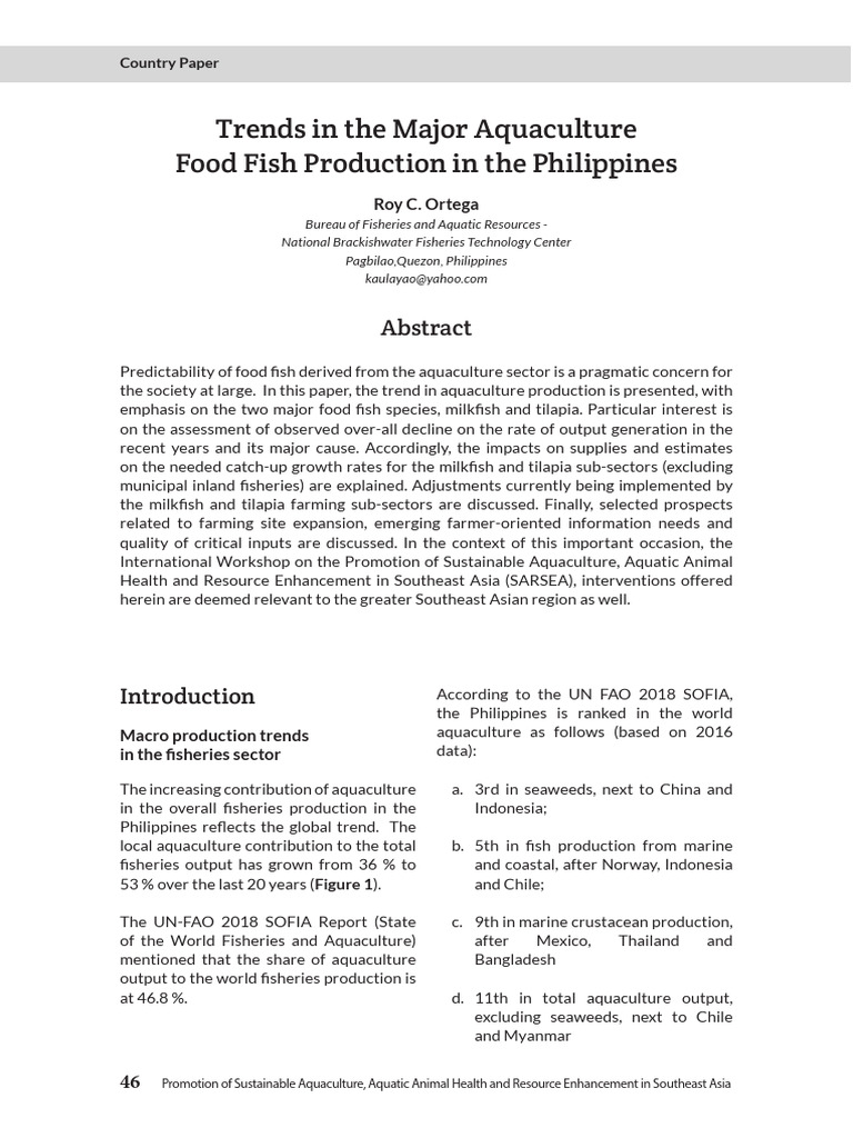 Ortega - Trends in The Major Aquaculture Food Fish Production in The ...