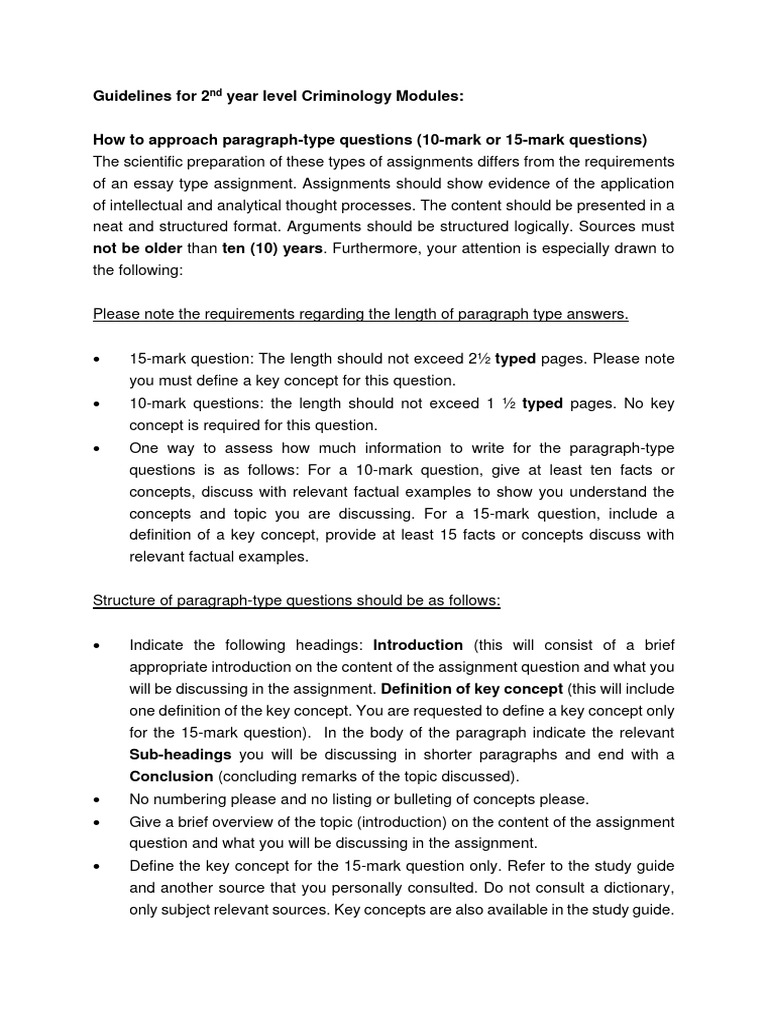 Guidelines For 2nd Year Level Criminology Modules | PDF | Question | Concept