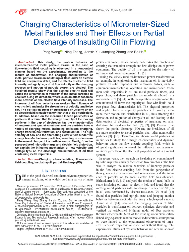 Charging Characteristics of Micrometer-Sized Metal Particles and Their ...