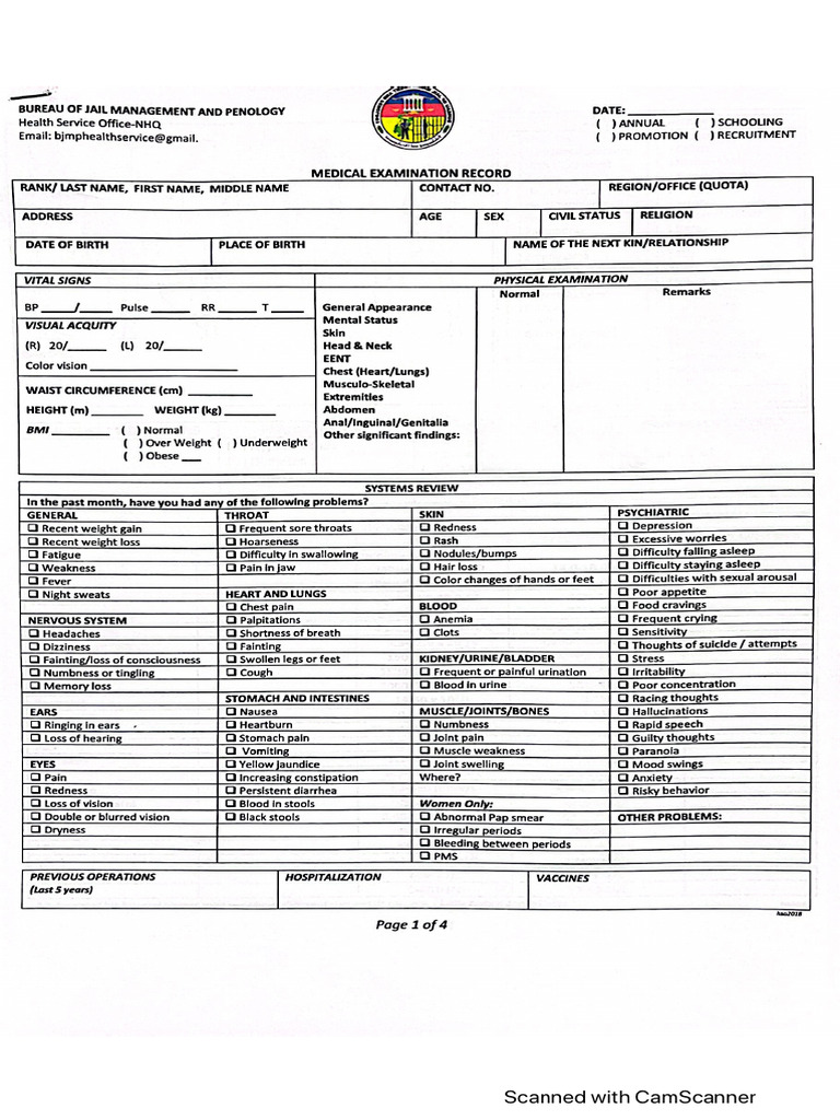 Medical and Dental Form | PDF
