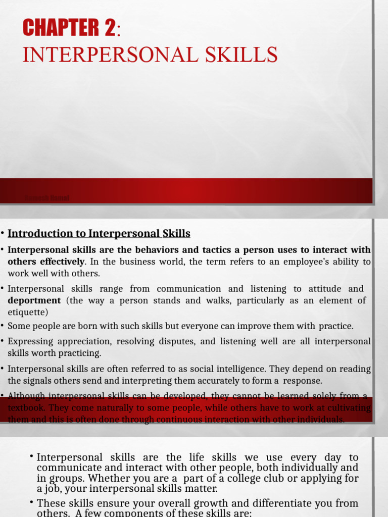Chapter 2 Interpersonal-Skills | PDF | Nonverbal Communication ...