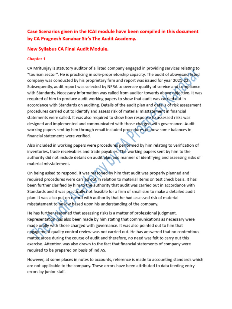 Case Scenario MCQ Compiled | PDF | Going Concern | Auditor's Report