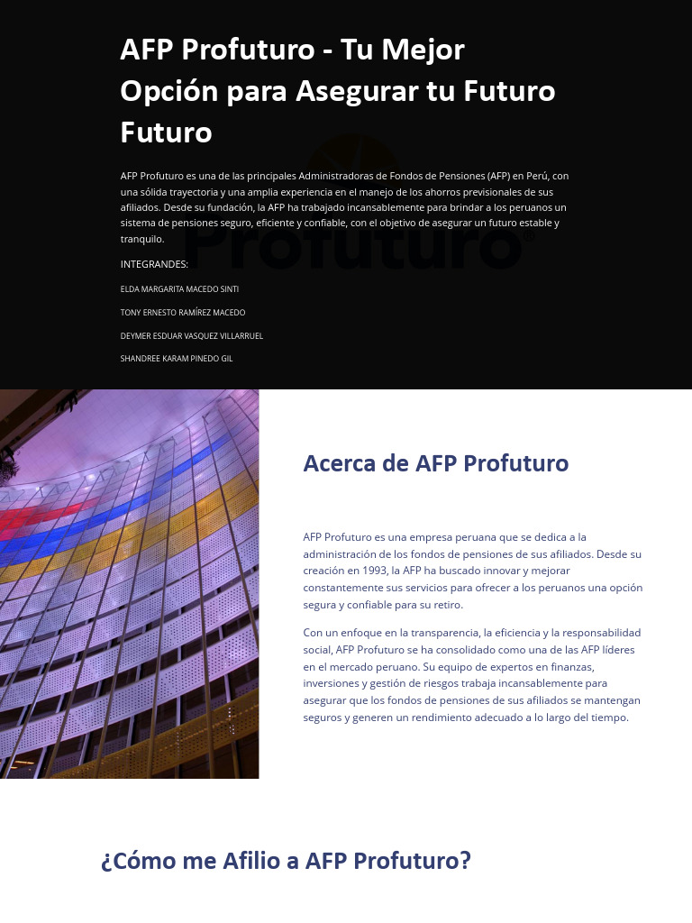 AFP-Profuturo-Tu-Mejor-Opcion-para-Asegurar-tu-Futuro (1) 5555555 | PDF | Pensión | Jubilación