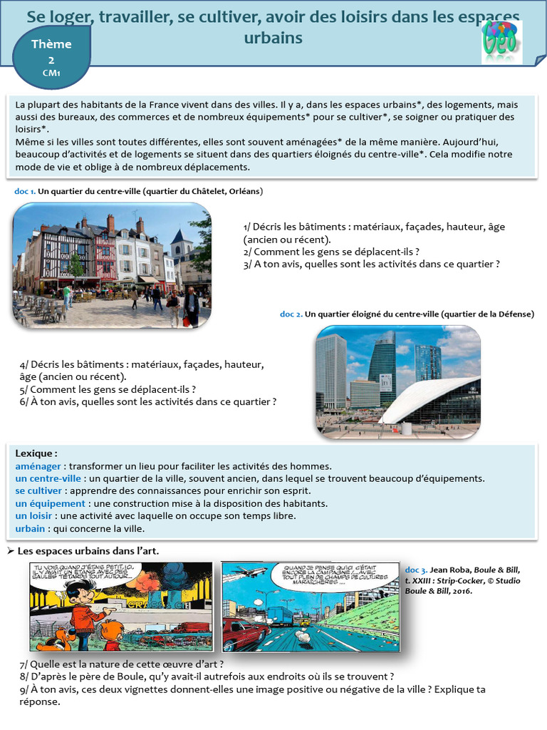 Activités et vie en espaces urbains CM1 | PDF | Transport public ...