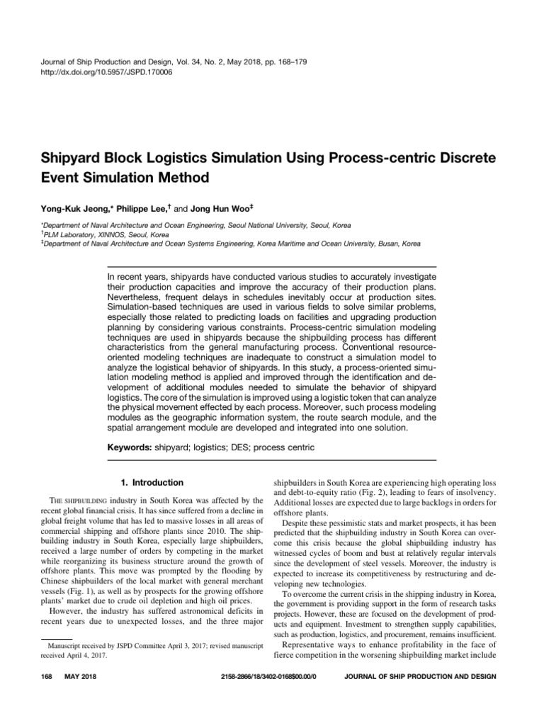 Shipyard Block Logistics Simulation Using Process-Centric Discrete ... Shipyard Block Logistics Simulation Using Process-Centric Discrete ...