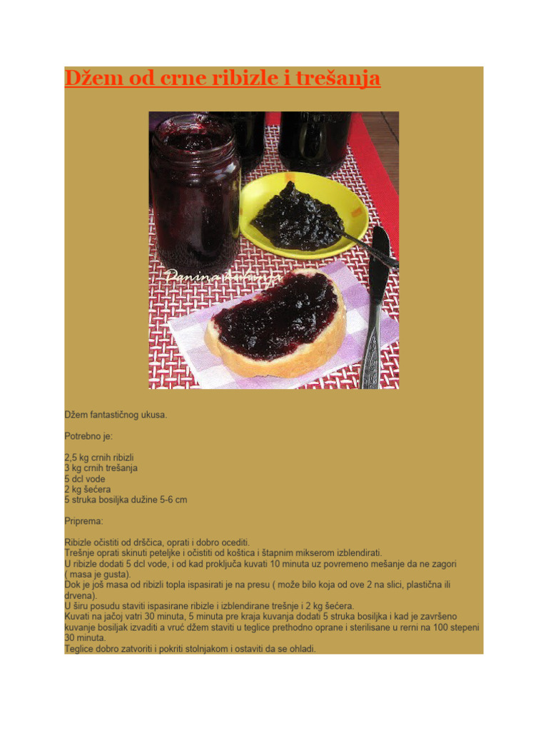 Džem Od Crne Ribizle I Trešanja | PDF