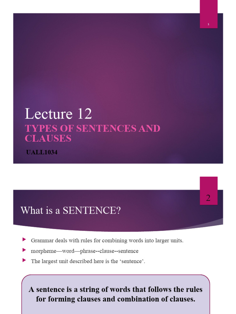 Topic 12 - Sentence Types Clauses | PDF | Clause | Subject (Grammar)