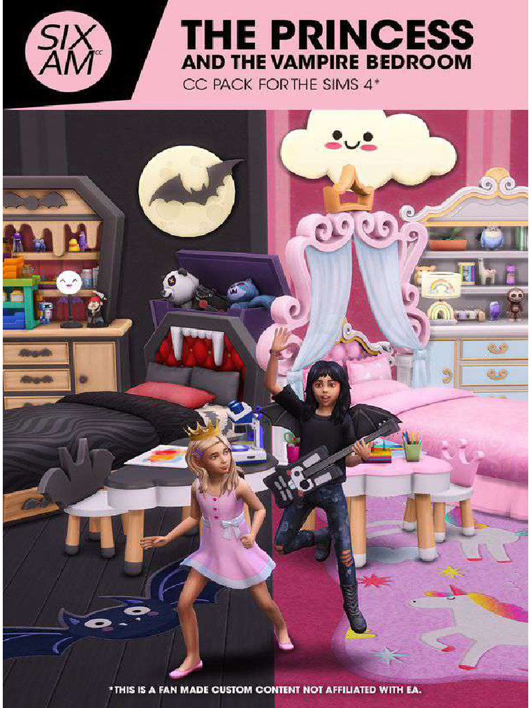 Overview - The Princess and The Vampire Kids Bedroom (CC Pack For The Sims 4) - SIXAM CC | PDF