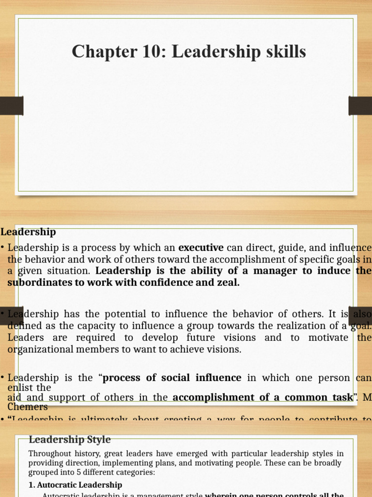 Chapter 10 Leadership-Skills | PDF | Leadership | Transformational ...