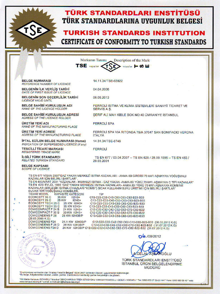 TSE Ferroli Econcept 35 | PDF