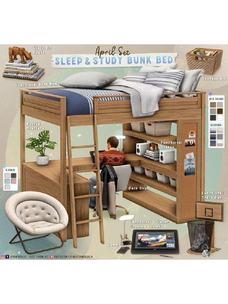 April 2024 Set (1) - Sleep & Study Bunk Bed - Cowbuild | PDF