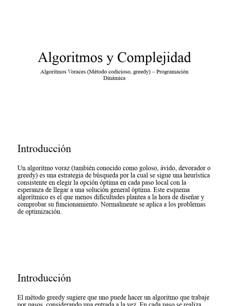 Algoritmos Voraces - Programación Dinámica | PDF | Matemáticas De La ...