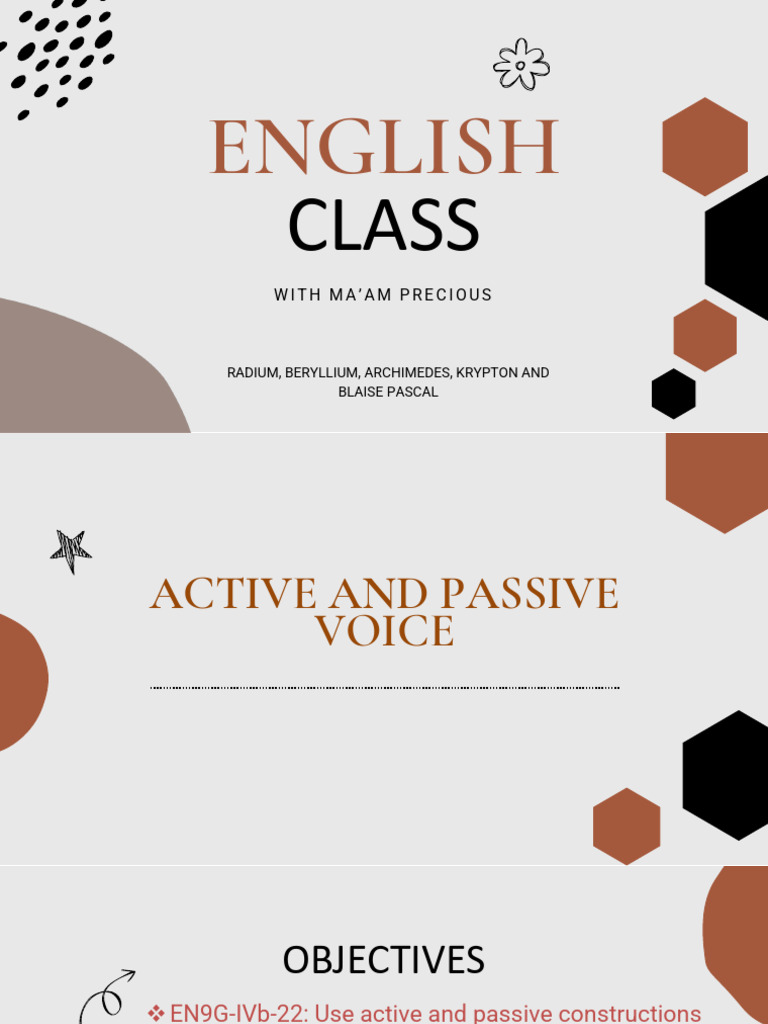 Active & Passive Voice Guide | PDF | Perfect (Grammar) | Verb