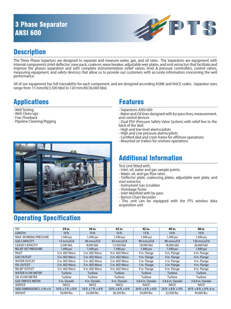 31 - 3 Phase Separator Ansi 600 | PDF | Gases | Gas Technologies