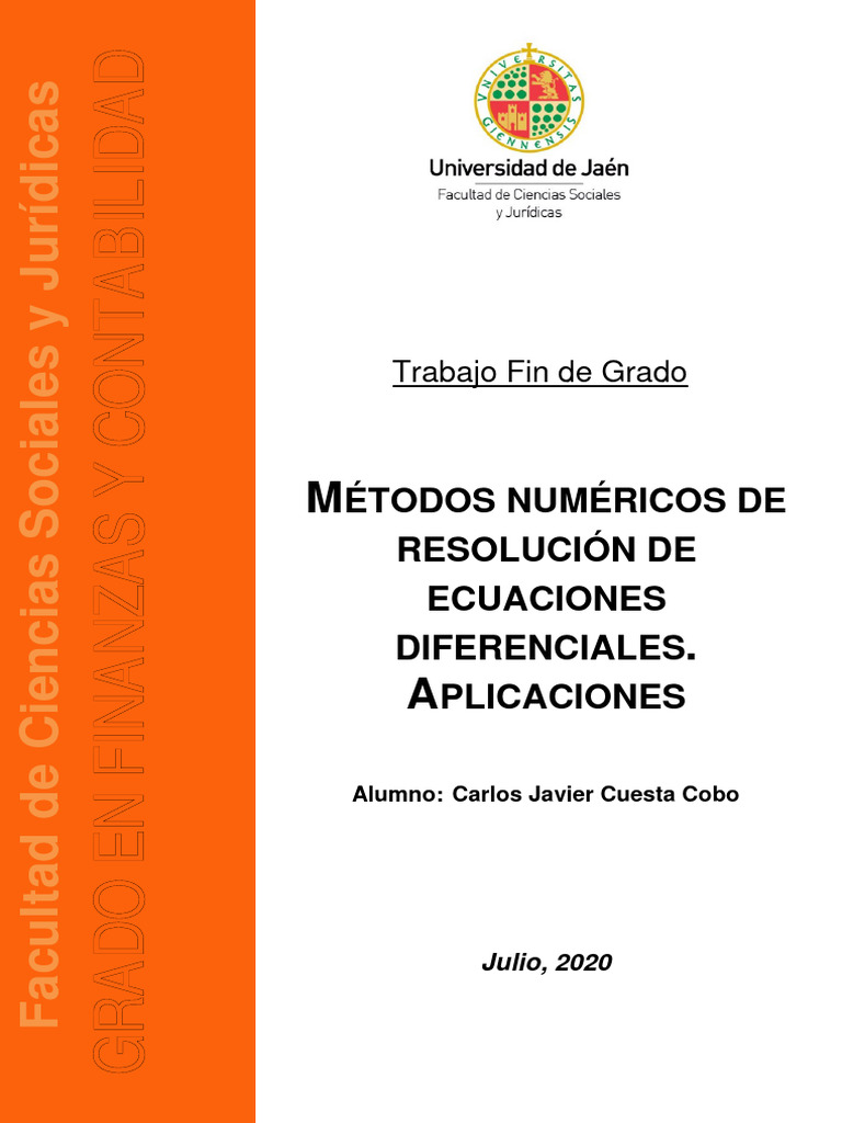 Étodos Numéricos de Resolución de Ecuaciones Diferenciales Plicaciones | PDF | Ecuaciones ...