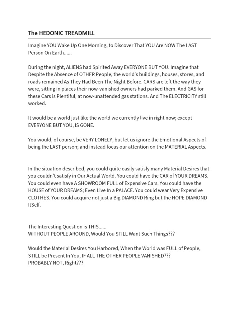 The HEDONIC TREADMILL | PDF