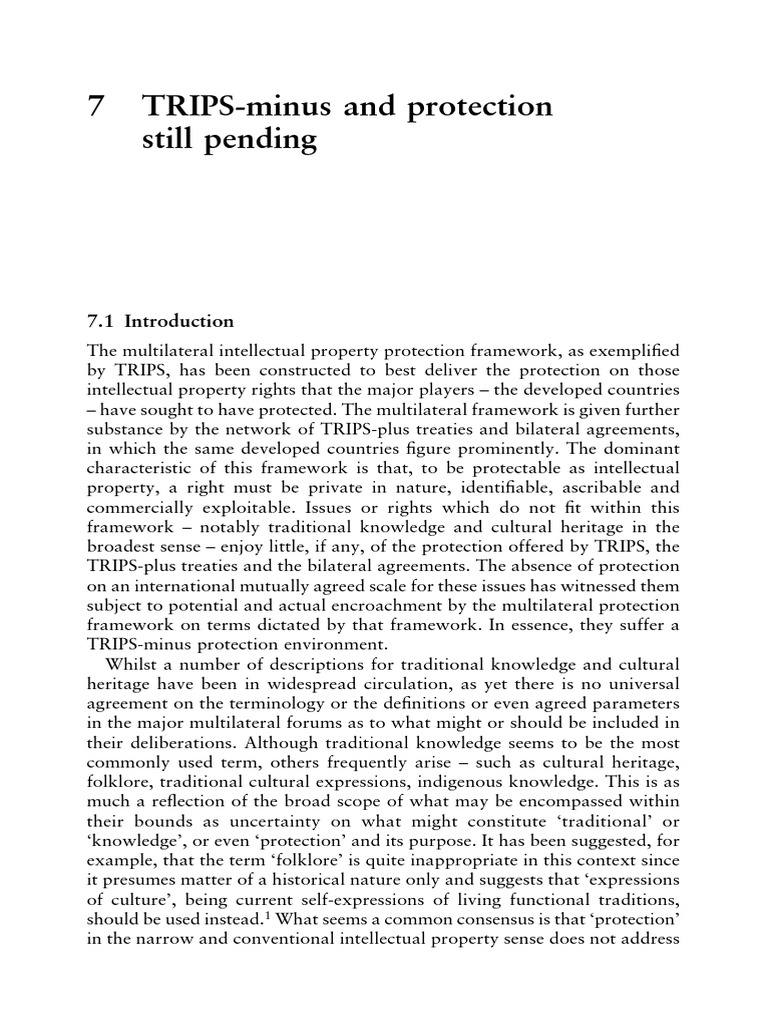 TRIPS-minus and protection still pending | PDF | Traditional Knowledge ...
