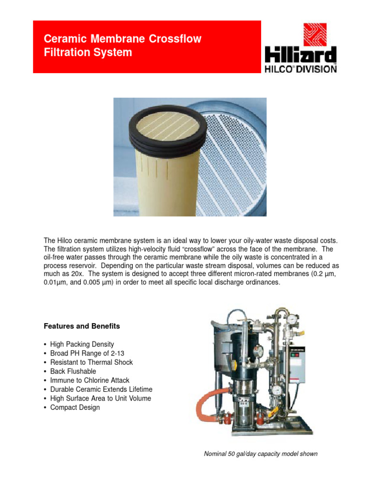 Ceramic Membrane Crossflow Filtration System | PDF | Membrane | Membrane Technology