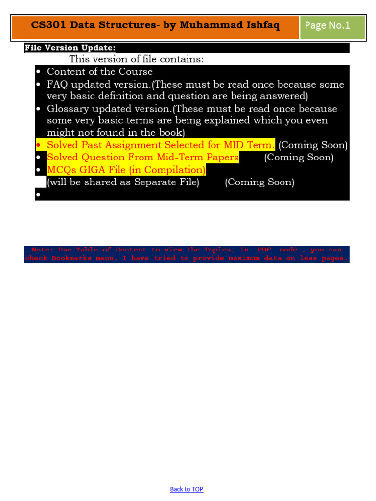 cs301 Faq Glossary Past Assigngiga File | PDF | C++ | Computer Programming cs301 Faq Glossary Past Assigngiga File | PDF | C++ | Computer Programming