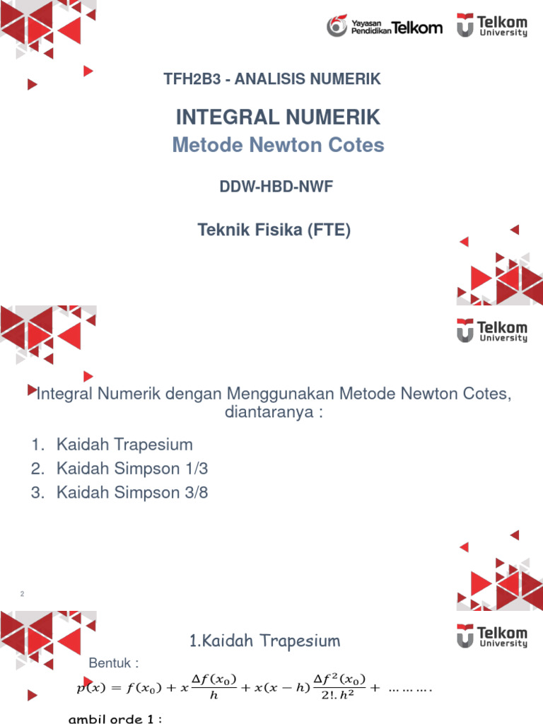 Integral Numerik Metode Newton Cotes-NWF-TCL | PDF