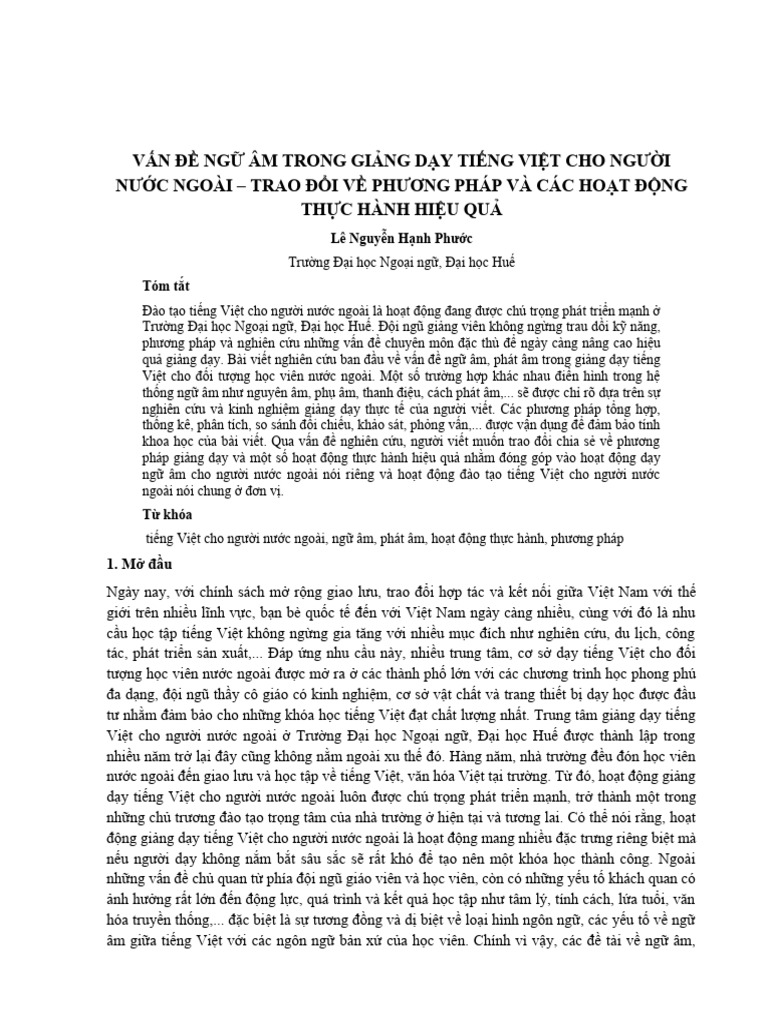 Le Nguyen Hanh Phuoc Ky Yeu HTLN | PDF