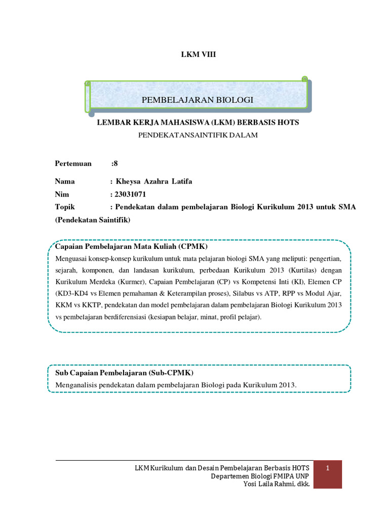 Kheysa Azahra Latifa - 23031071-LKM 8 - KDP | PDF