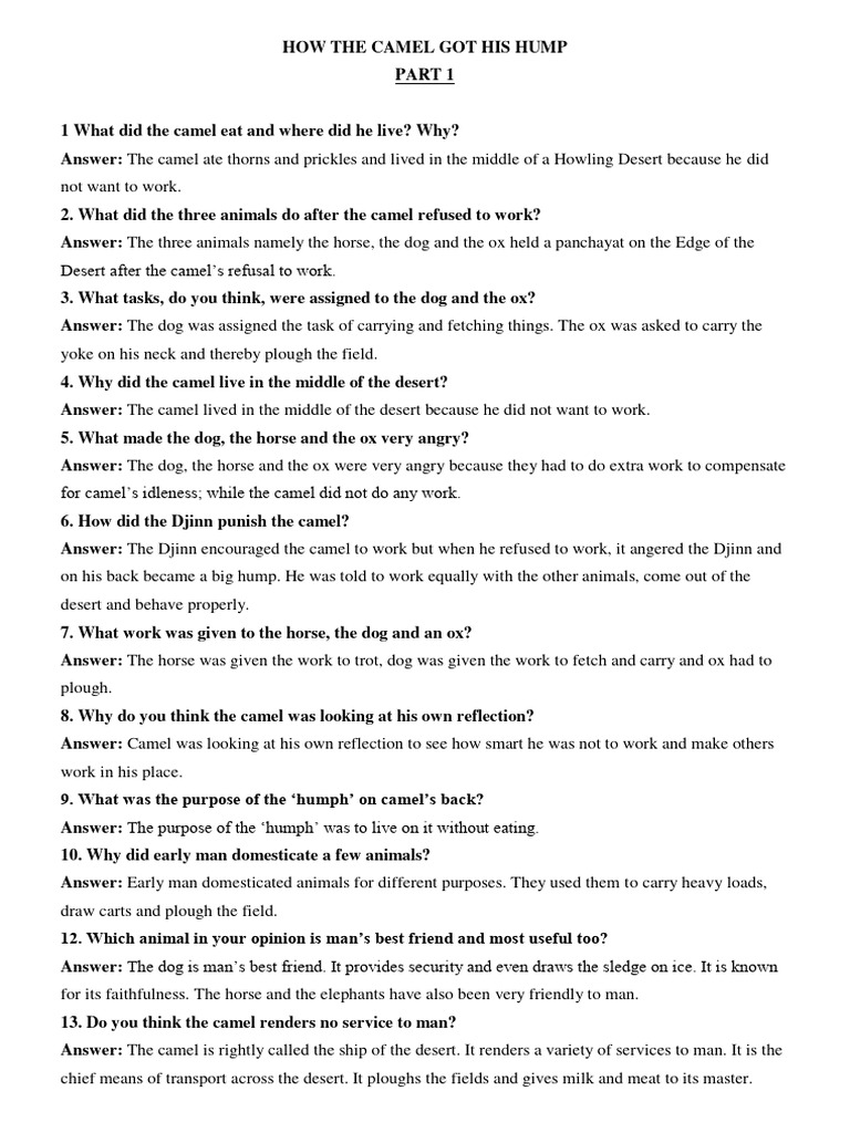 How The Camel Got His Hump | PDF | Camel | Livestock