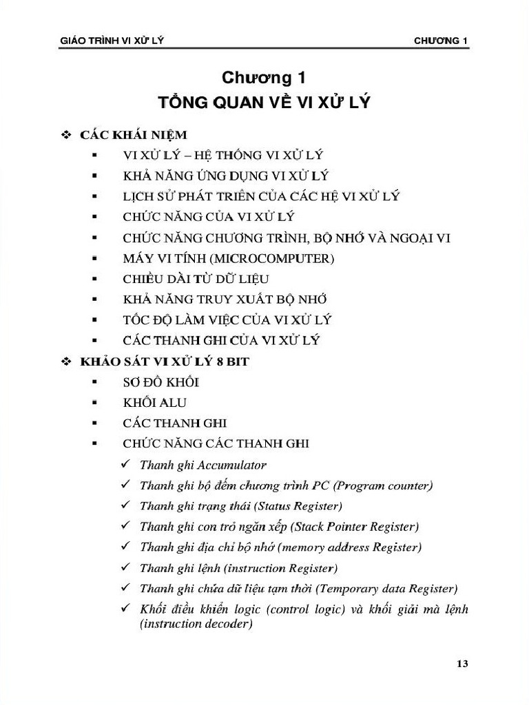 Chuong 1 - Tong Quan Ve Vi Xu Ly | PDF