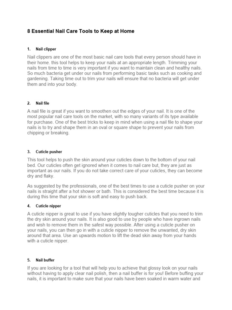 8 Essential Nail Care Tools To Keep at Home | PDF | Nail (Anatomy)