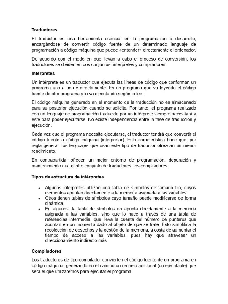 Tipos de Compiladores, Traductores e Interprete | PDF | Compilador ...